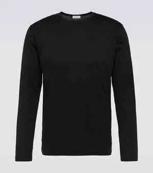 Sunspel Classic Long Sleeve Cotton T-shirt - Black