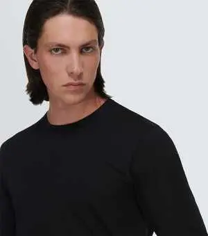 Sunspel Classic Long Sleeve Cotton T-shirt - Black