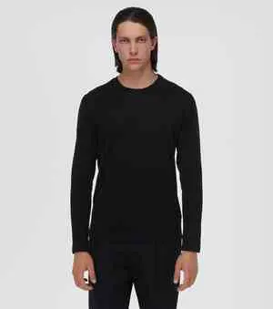 Sunspel Classic Long Sleeve Cotton T-shirt - Black