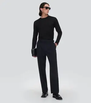 Sunspel Classic Long Sleeve Cotton T-shirt - Black