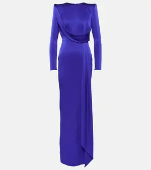 Alex Perry Draped Satin Gown - Blue