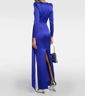 Alex Perry Draped Satin Gown - Blue