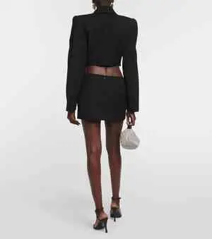 AREA Embellished Wool Miniskirt