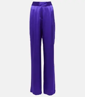 THE SEI High-rise Wide-leg Silk Satin Pants