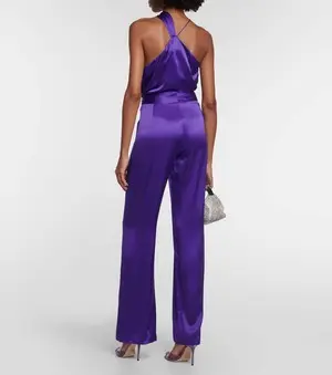 THE SEI High-rise Wide-leg Silk Satin Pants