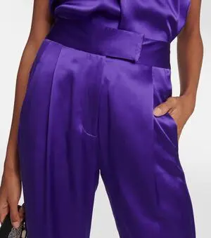 THE SEI High-rise Wide-leg Silk Satin Pants