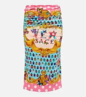 Versace Printed Draped Midi Skirt