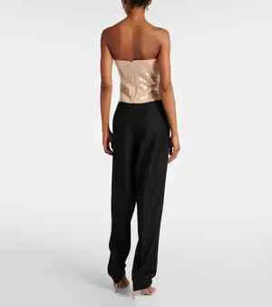 SELF-PORTRAIT Floral-applique Sequined Bustier Top