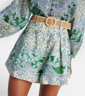 Zimmermann Ottie Paisley Linen Shorts