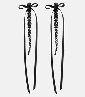 Simone Rocha Bow-embellished Crystal Drop Earrings