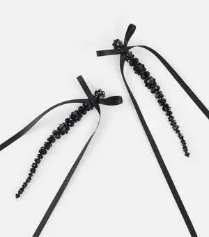 Simone Rocha Bow-embellished Crystal Drop Earrings