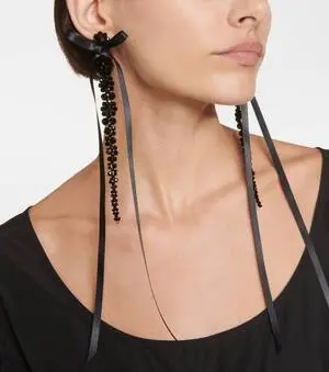 Simone Rocha Bow-embellished Crystal Drop Earrings