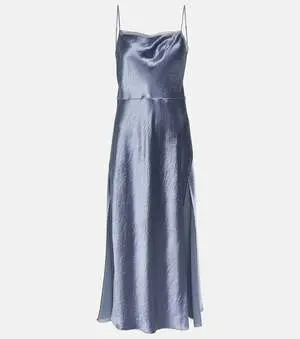 Vince Satin And Organza Slip Dress - Blue