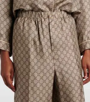 Gucci Gg Supreme Wide-leg Silk Pants