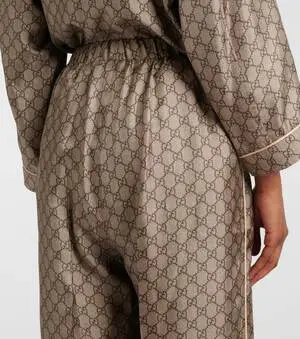Gucci Gg Supreme Wide-leg Silk Pants