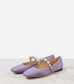 JIMMY CHOO Ade Embellished Ballet Flats - Purple