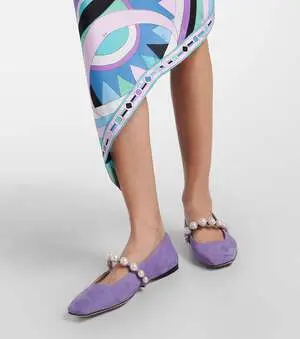 JIMMY CHOO Ade Embellished Ballet Flats - Purple