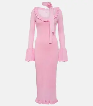 Blumarine Ruffled Wool Midi Dress