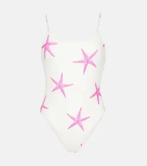 Valentino Garavani Starfish Printed One Piece Swimsuit - White