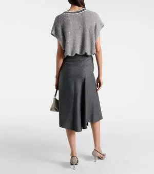 Brunello Cucinelli Asymmetric Midi Skirt