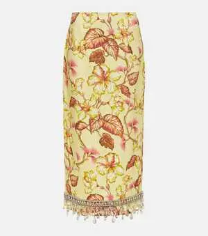Zimmermann Matchmaker Embellished Linen Midi Skirt
