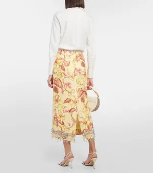 Zimmermann Matchmaker Embellished Linen Midi Skirt