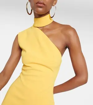 MONOT Asymmetric Crepe Maxi Dress