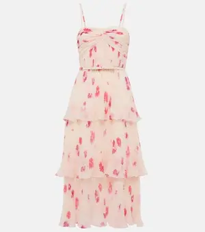 SELF-PORTRAIT Floral Chiffon Midi Dress