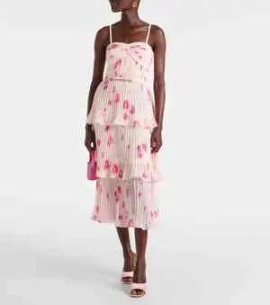SELF-PORTRAIT Floral Chiffon Midi Dress