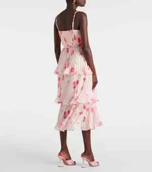SELF-PORTRAIT Floral Chiffon Midi Dress