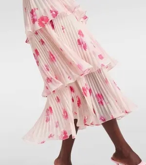 SELF-PORTRAIT Floral Chiffon Midi Dress