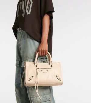 Balenciaga Le City Small Leather Tote Bag - Beige