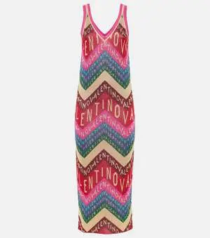 Valentino Garavani Chevron Lamé Midi Dress - Multicoloured