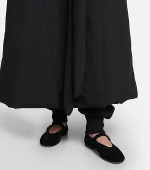 THE ROW Suede Mary Jane Flats - Black