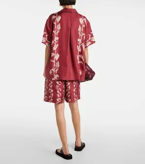 Asceno Montauk Silk Twill Shirt With Vine Print