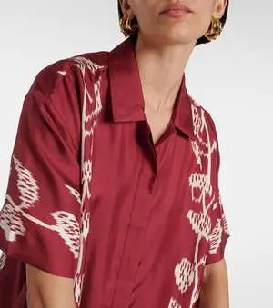 Asceno Montauk Silk Twill Shirt With Vine Print
