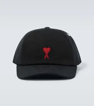 AMI Paris De Cœur Cotton Canvas Cap - Black