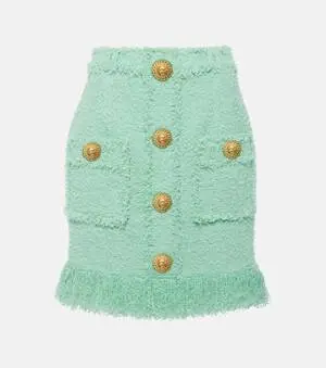 Balmain Fringed Tweed Miniskirt