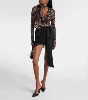 Blumarine Lace-trimmed Draped Mini Skirt