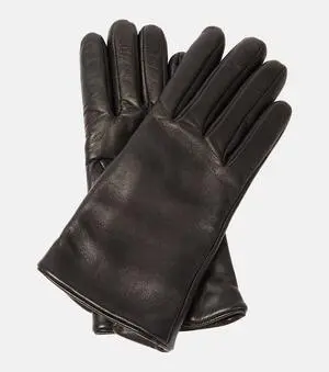 Saint Laurent Cassandre Leather Gloves - Black