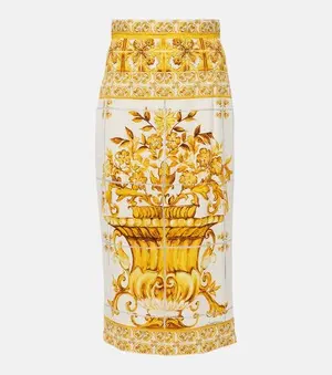 Dolce & Gabbana Majolica Printed Midi Skirt - Yellow