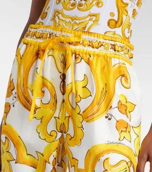 Dolce & Gabbana Majolica Print Silk Pants