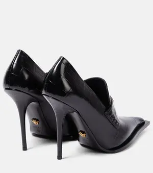 Versace Croc-effect Patent Leather Pointed Toe Pumps