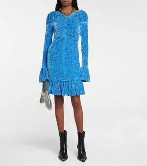 Rabanne Floral Velvet Minidress