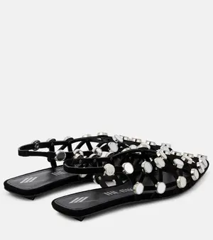Attico Grid Embellished Ballet Flats - Black