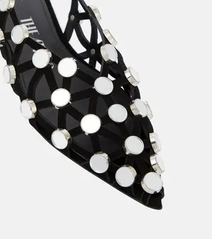 Attico Grid Embellished Ballet Flats - Black