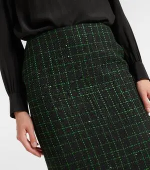 Elie Saab Sequined Tweed Midi Skirt