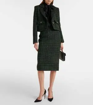 Elie Saab Sequined Tweed Midi Skirt