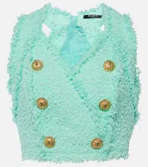 Balmain Tweed Top - Green