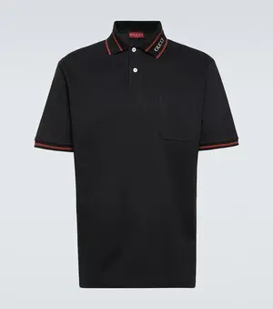 Gucci Cotton-blend Pique Polo Shirt - Black